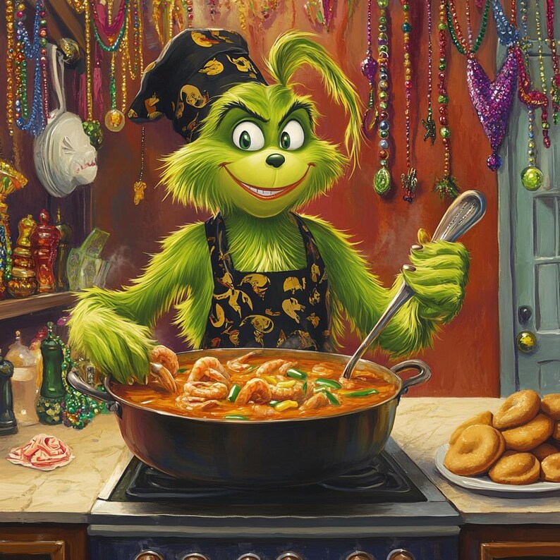 Gumbo Cookin Grinch Gift Wrap Eco-friendly Wrapping Paper Christmas and ...