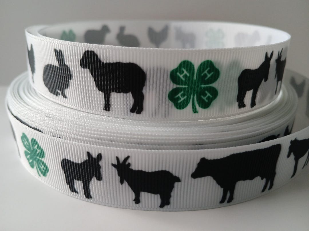 Grosgrain Ribbon 5 Yards 4-H Farm Animals Donkeys Goats Cows Horses ...