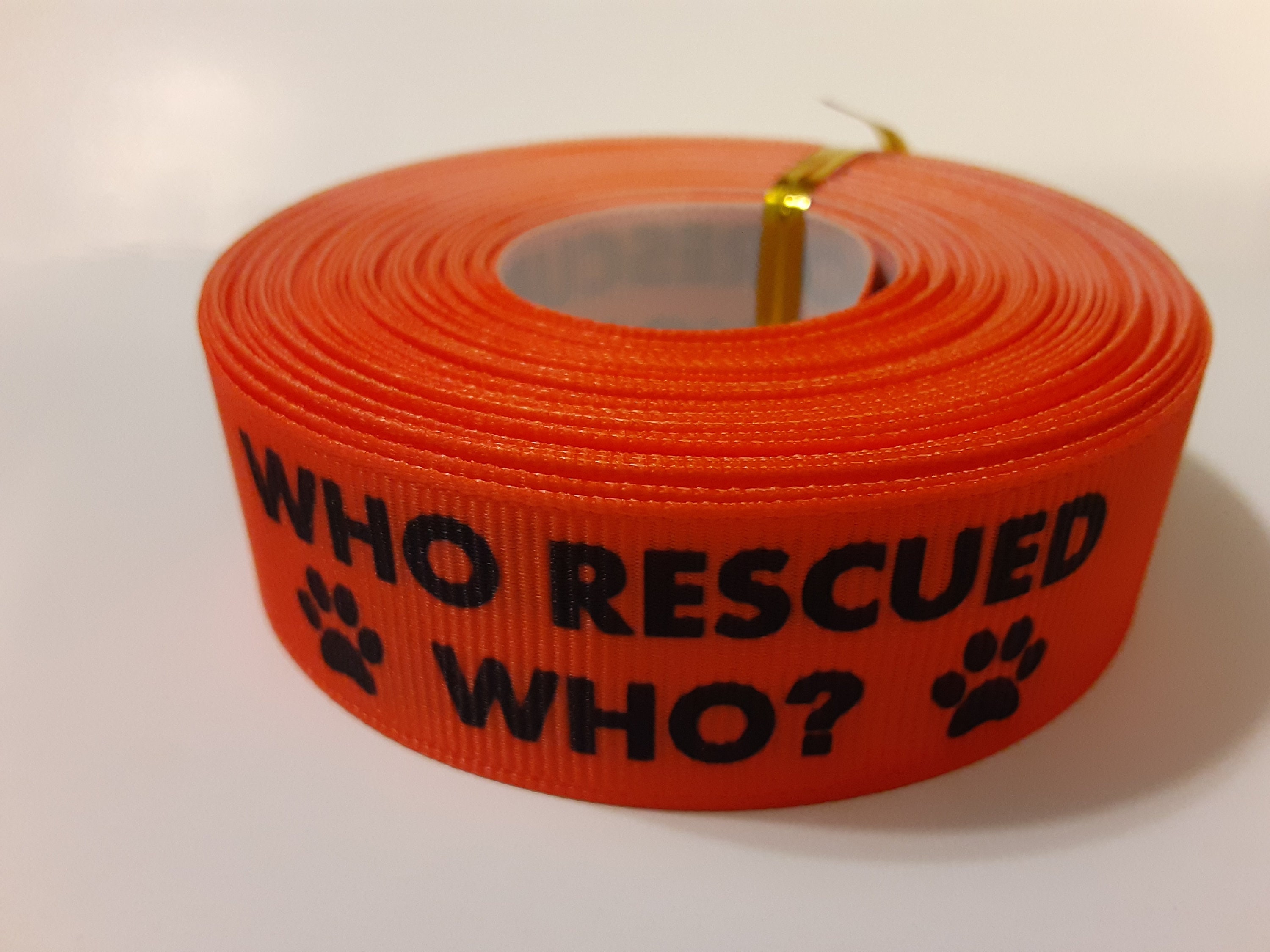 Grosgrain Ribbon 5 Yards Who Rescued Who 7/8 Wide Paw Prints Adoption ...