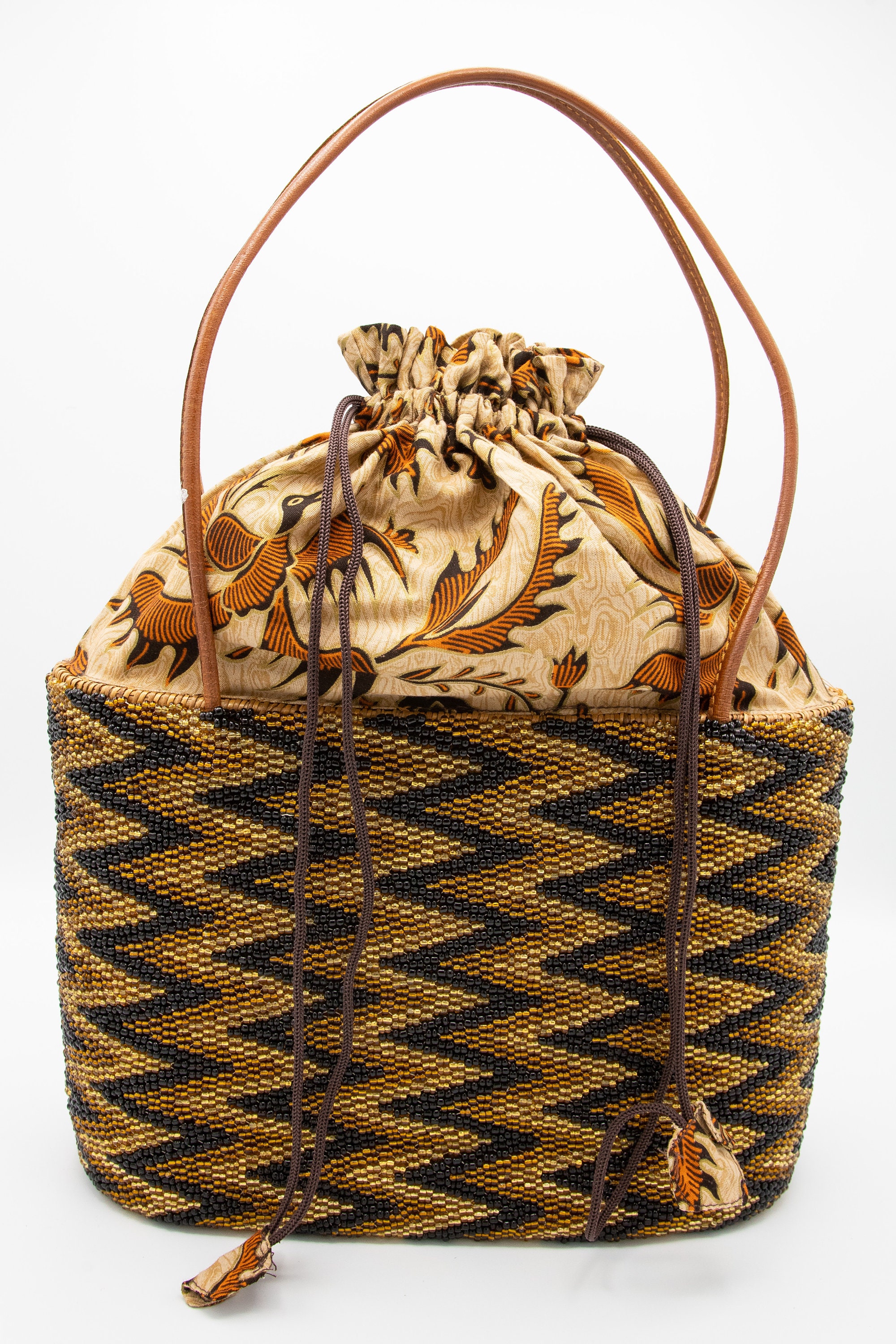 Large Bali Beaded Tote Bag, Handmade Multi-colored Glass Beading on Ata ...