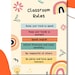 Boho Rainbow Themed Classroom Rules Poster - Etsy