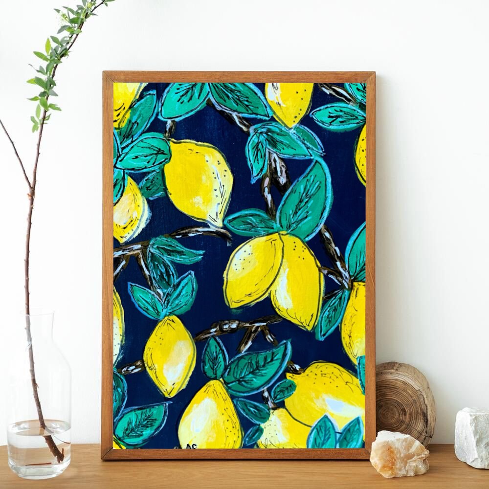 Lemon Abstract Bohemian Art Print | Etsy