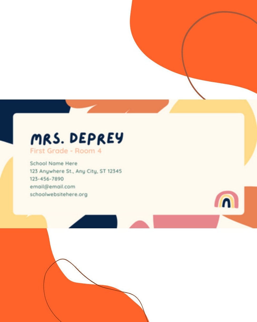 Boho Rainbow Teacher Themed Email Signature Canva Template - Etsy