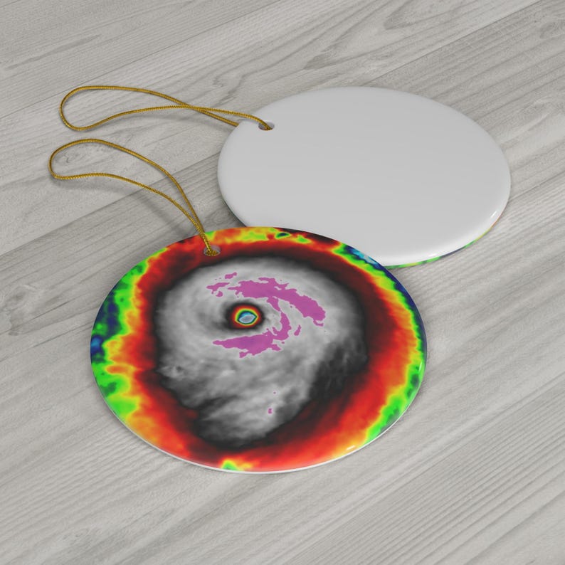 Ceramic Ornament, Hurricane Milton Skull Face Infrared Satellite ...