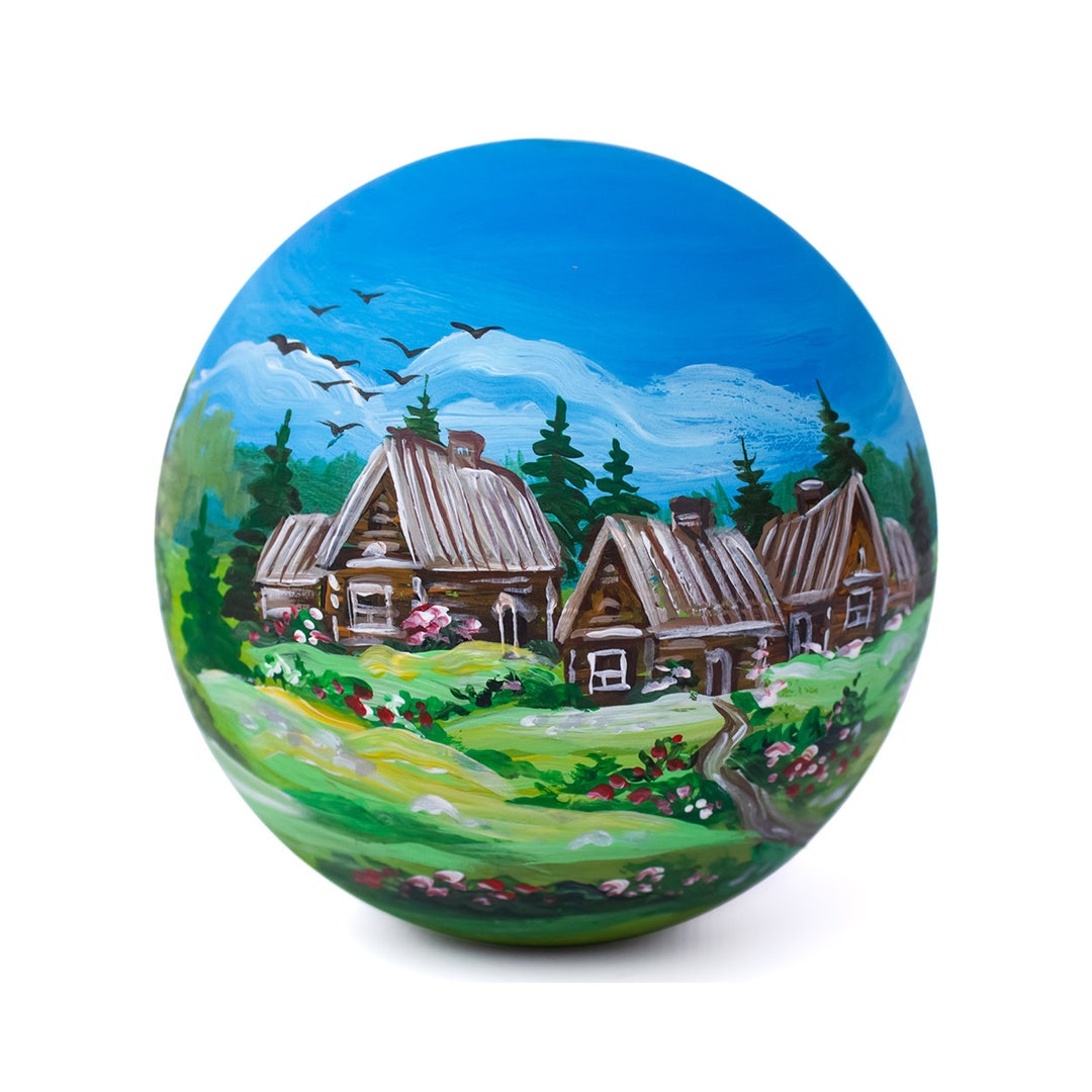 Wooden Roly-poly Ball Russian Summer Day With Bell D - Etsy
