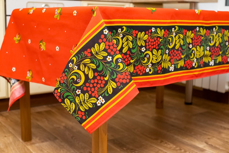 Russian Blue Khokhloma Tablecloth Square 59x59 / 1.5 X - Etsy