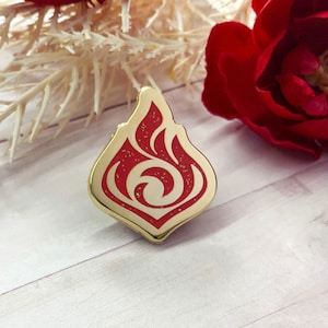 Genshin Impact Pyro Elements Beautiful Gold Hard Enamel Pin - Etsy