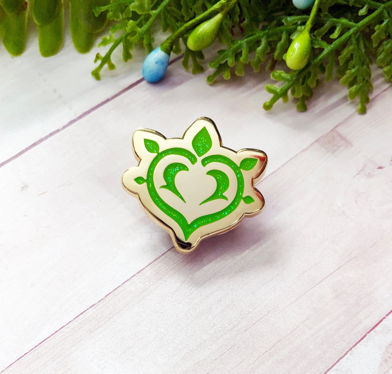 Genshin Impact Dendro Vision Pin: Green Glitter Gold Hard Enamel - Etsy