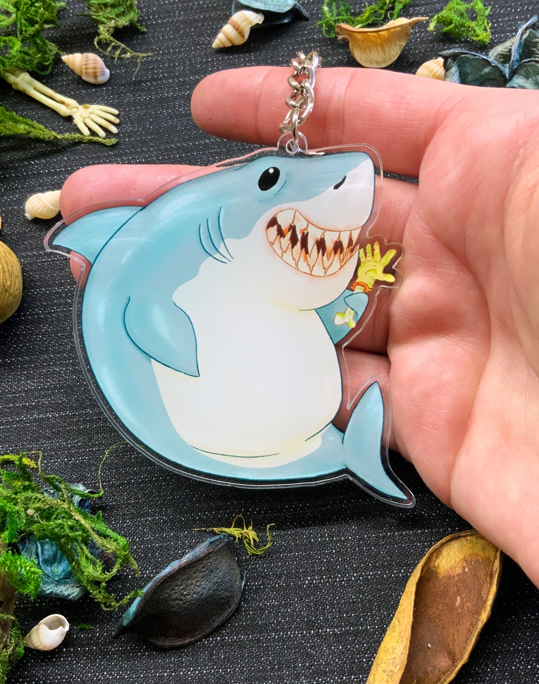 Jaws Shark Chonky Horror of the Sea Recycled Acrylic Keychain Cute ...