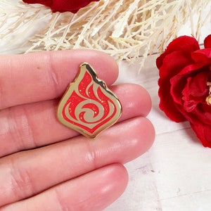 Genshin Impact Pyro Elements Beautiful Gold Hard Enamel Pin - Etsy