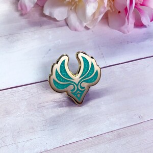 Genshin Impact Anemo Vision Pin: Gold Leaf Teal Glitter Enamel - Etsy
