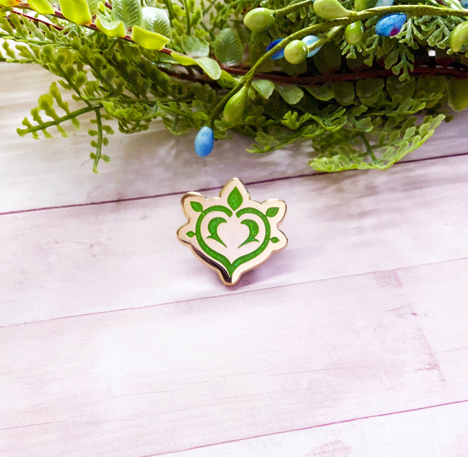 Genshin Impact Dendro Vision Pin: Green Glitter Gold Hard Enamel - Etsy