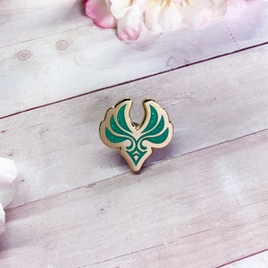 Genshin Impact Anemo Vision Pin: Gold Leaf Teal Glitter Enamel - Etsy