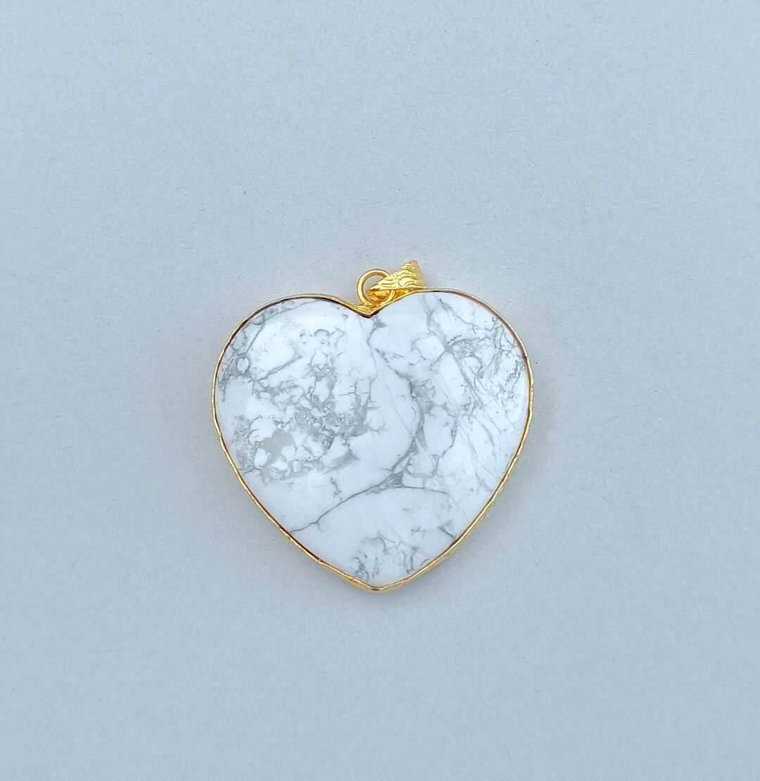 Unique Gemstone Howlite Pendant Handmade Gemstone Howlite Jewelry Brass ...