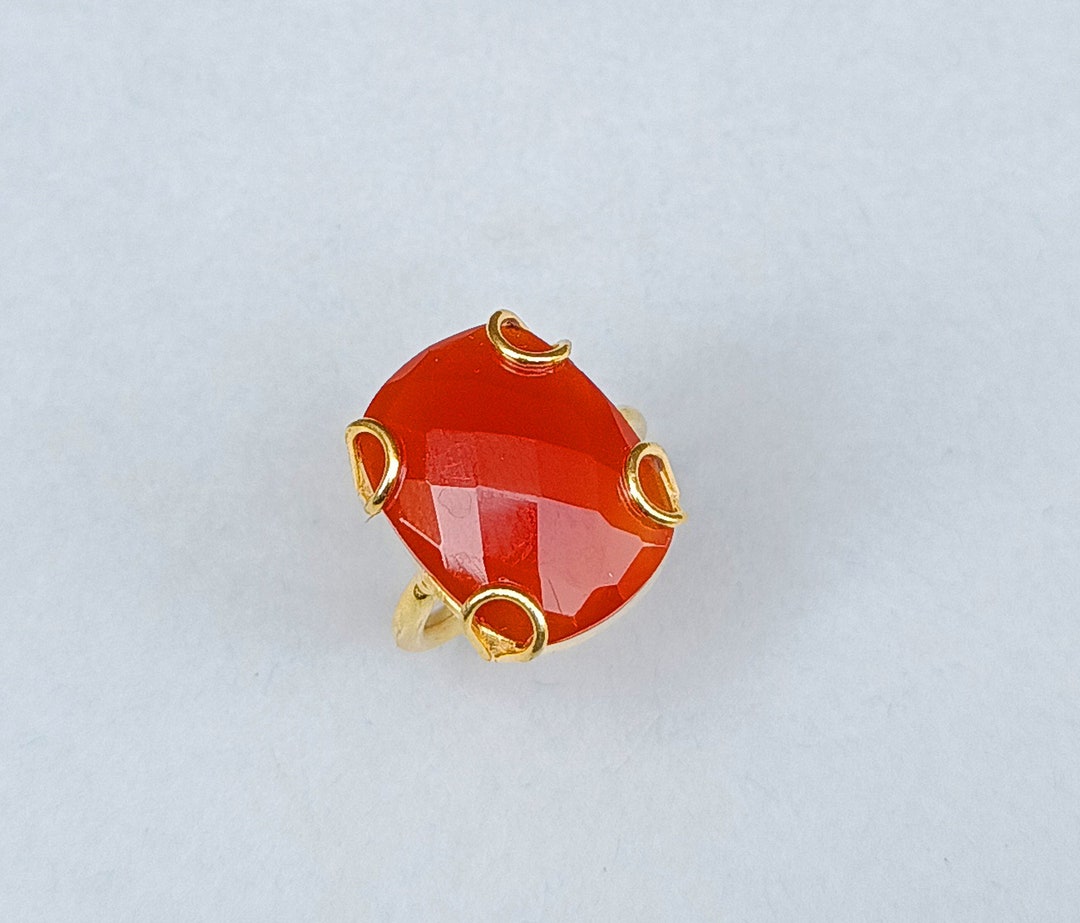Red Carnelian Ring for Women Cut Gemstone Ring Ring for Women Statement ...