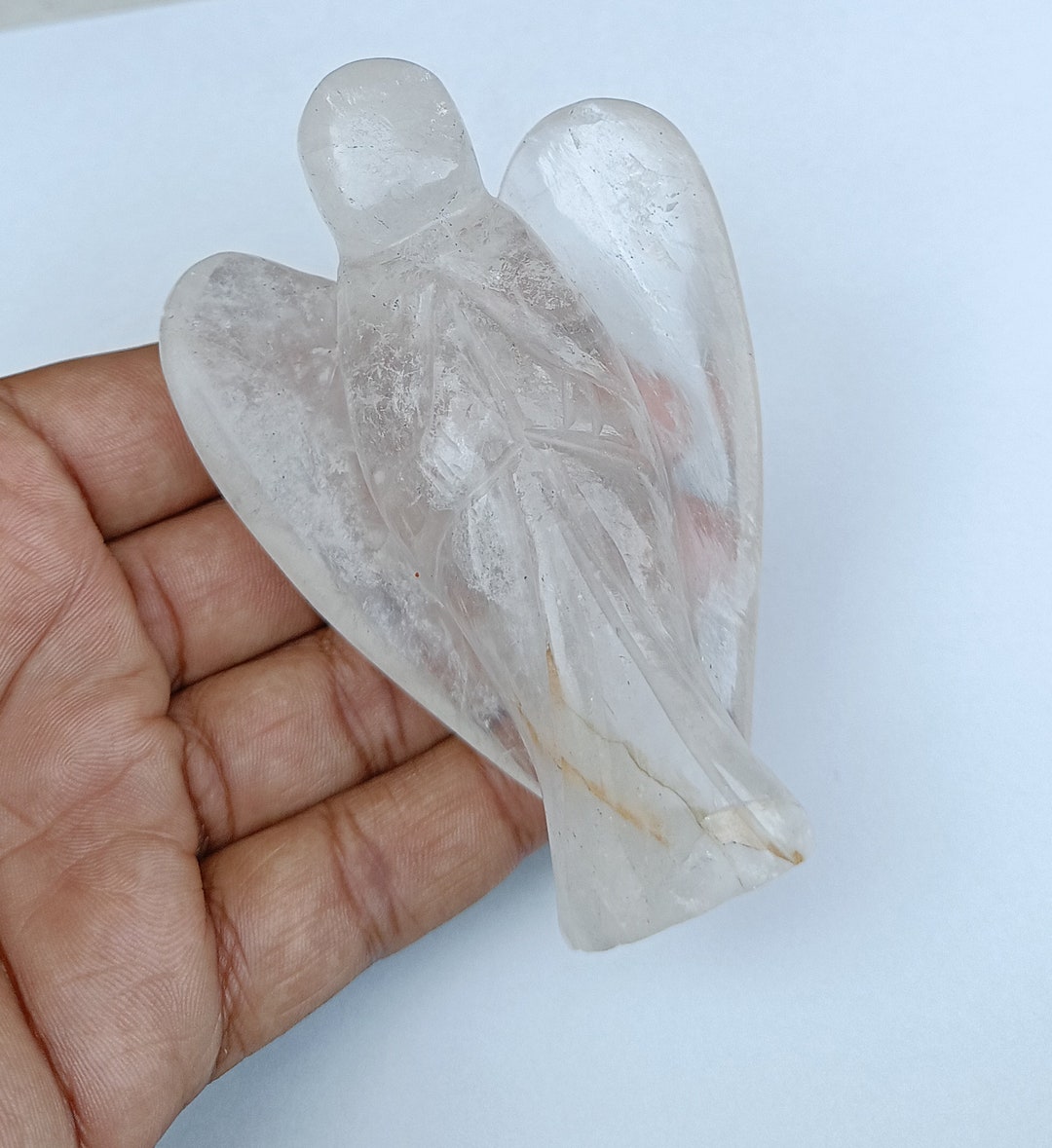 Hand-carved Crystal Angel Statue | Reiki Healing Gemstone Gift | Quartz ...