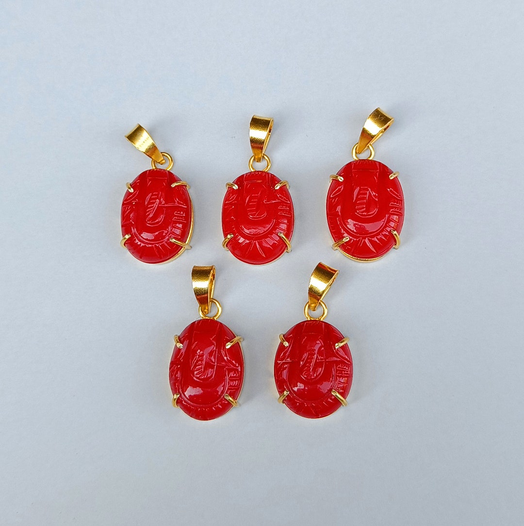Beautiful Ganesh Jewelry 5 Ganesh Pendant Ganesh Carved Coral Gemstone ...
