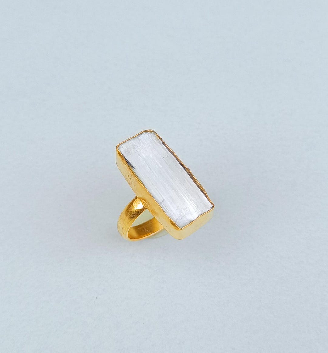 Handmade Natural Selenite Stone Ring |selenite Gemstone Jewelry |dainty ...
