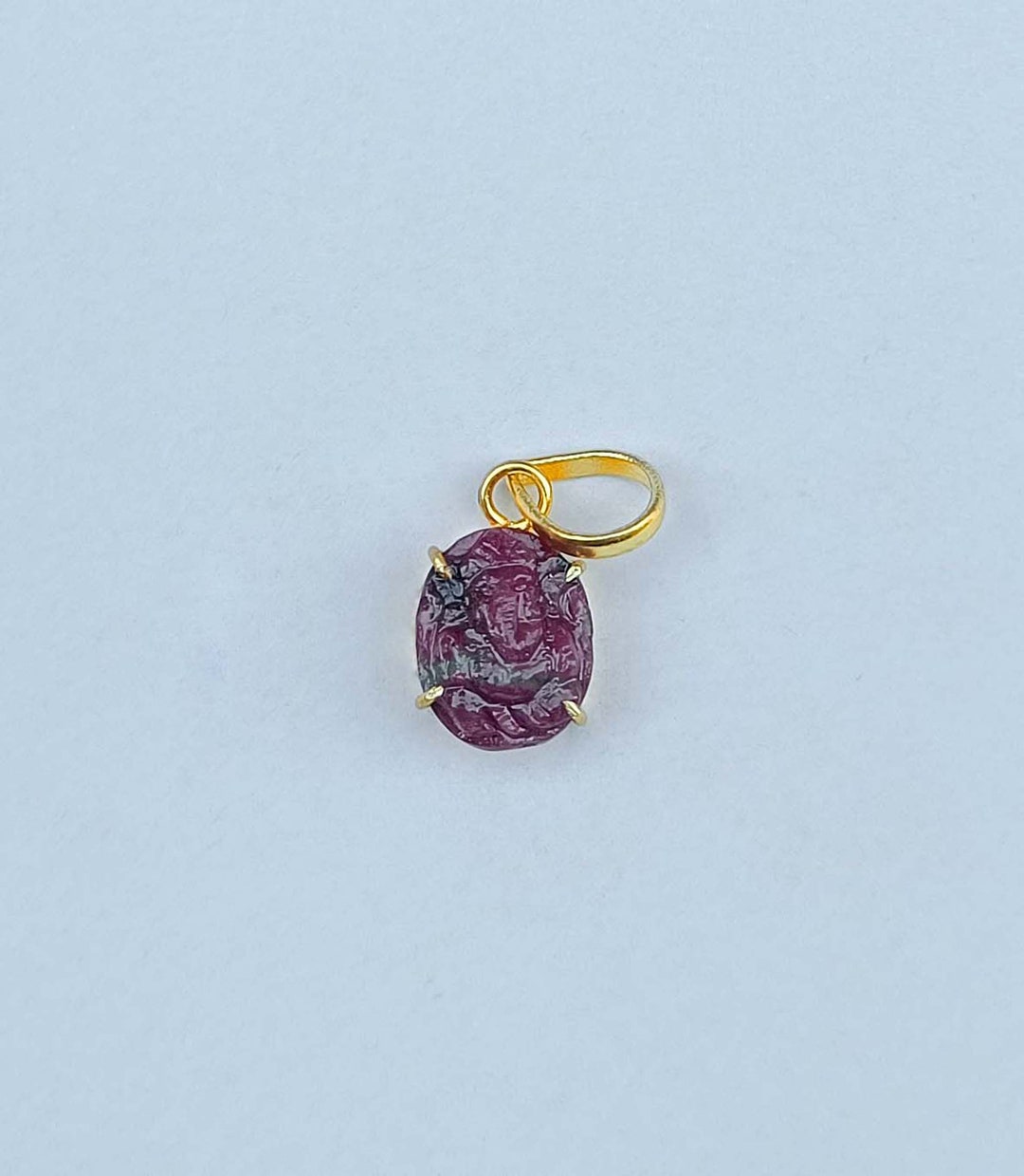 Mini Ruby Ganesh Pendant Ruby Carving Lord Ganesh Pendant prong Pendant ...