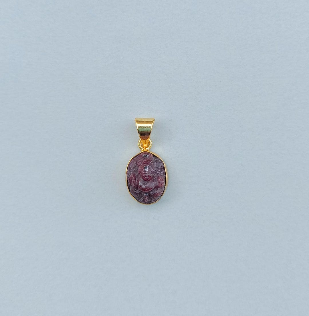 Handmade Ruby Ganesh Pendant, Natural Ruby Carved Ganesh Pendant, Gold ...