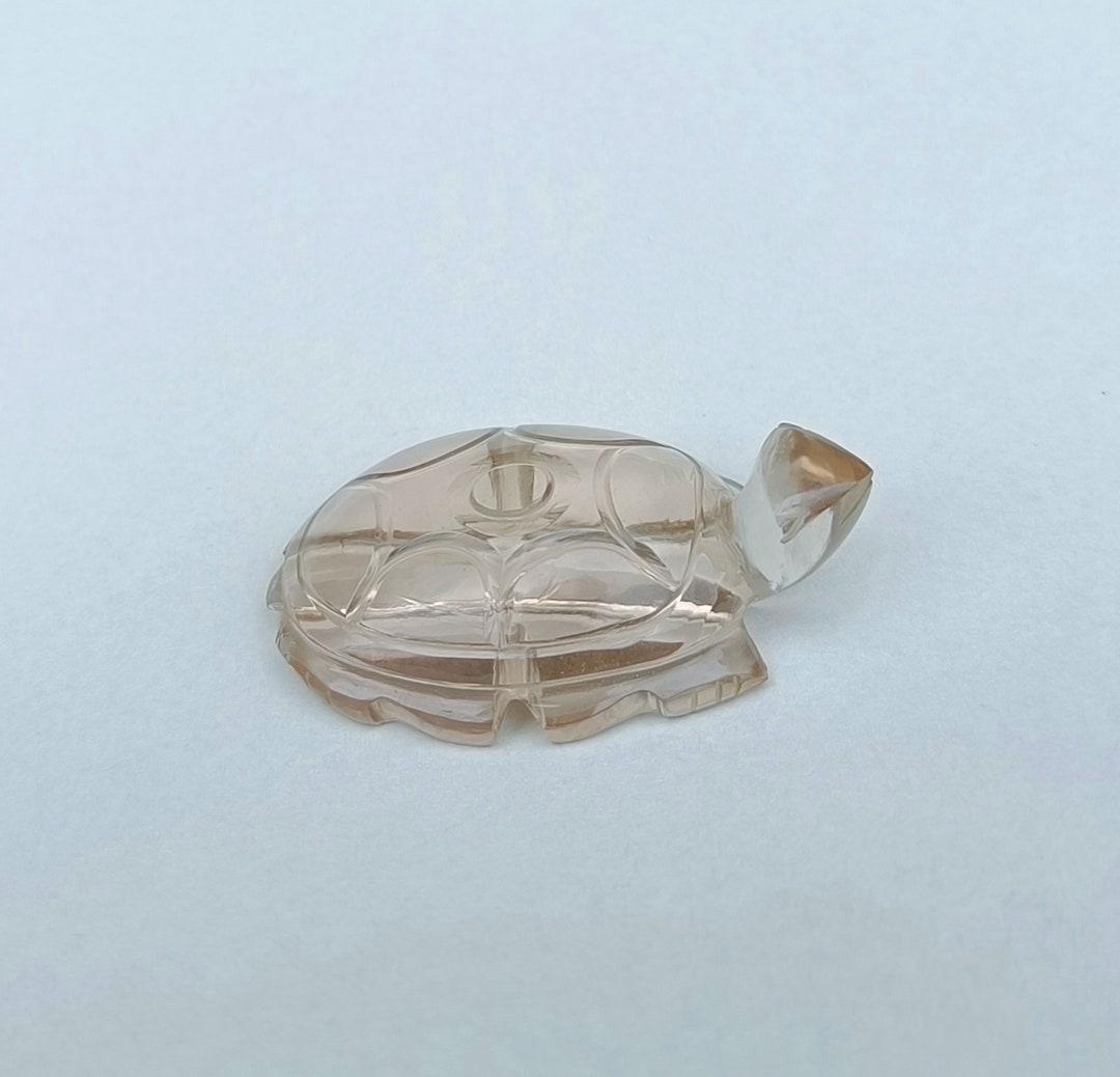 Carved Tortoise Statue | Gemstones Quartz Turtle Figurine | Smoky ...