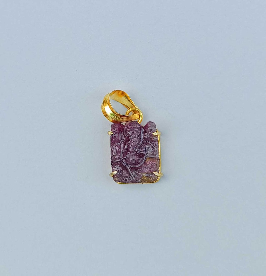 Ruby Stone Ganesh Pendant | Natural Ruby Ganesh Jewelry | Gold Pendant ...