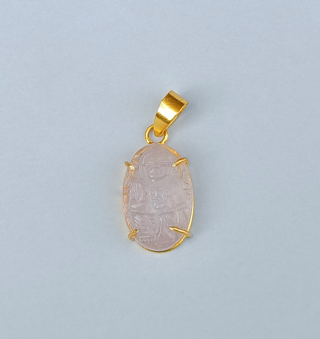 Handmade Quartz Goddess Laxmi Maa Pendant pink Gemstone Laxmi Maa ...