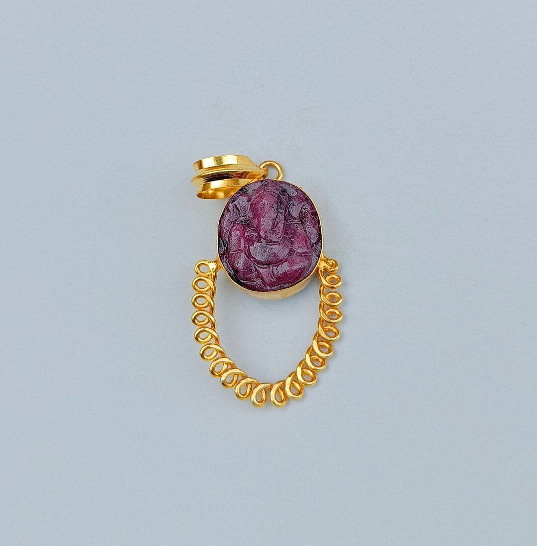 Ruby Lord Ganesh Pendant, Natural Handmade Ruby Ganesh Pendant, Ruby ...