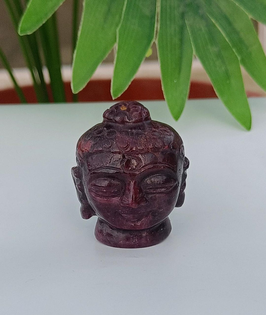 Natural Ruby Gemstone Buddha Head Statue, Hand Carved Ruby Buddha Head ...
