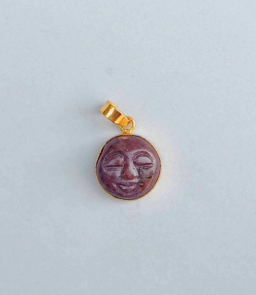 Ruby Gemstone Moon Face Pendant |hand-carved Gemstone Face Pendant ...