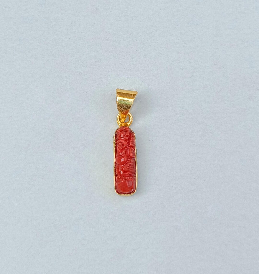Red Coral Stone Lord Ganesh Pendant |hand Carved Coral Ganesh Pendant ...