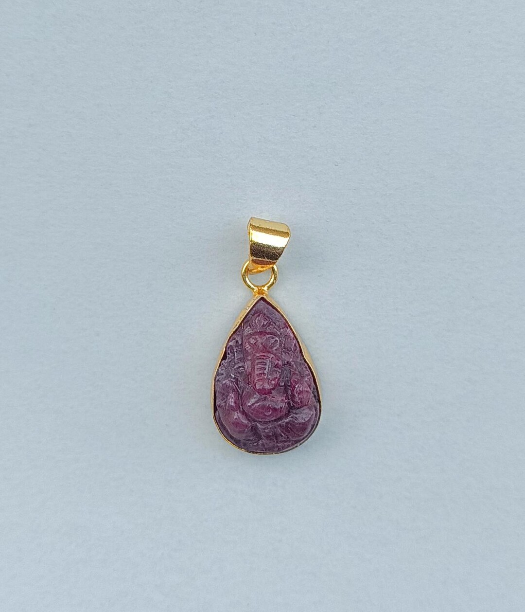 Beautiful Ganesh Gift | Natural Ruby Lord Ganesh Pendant | Pear Shape ...