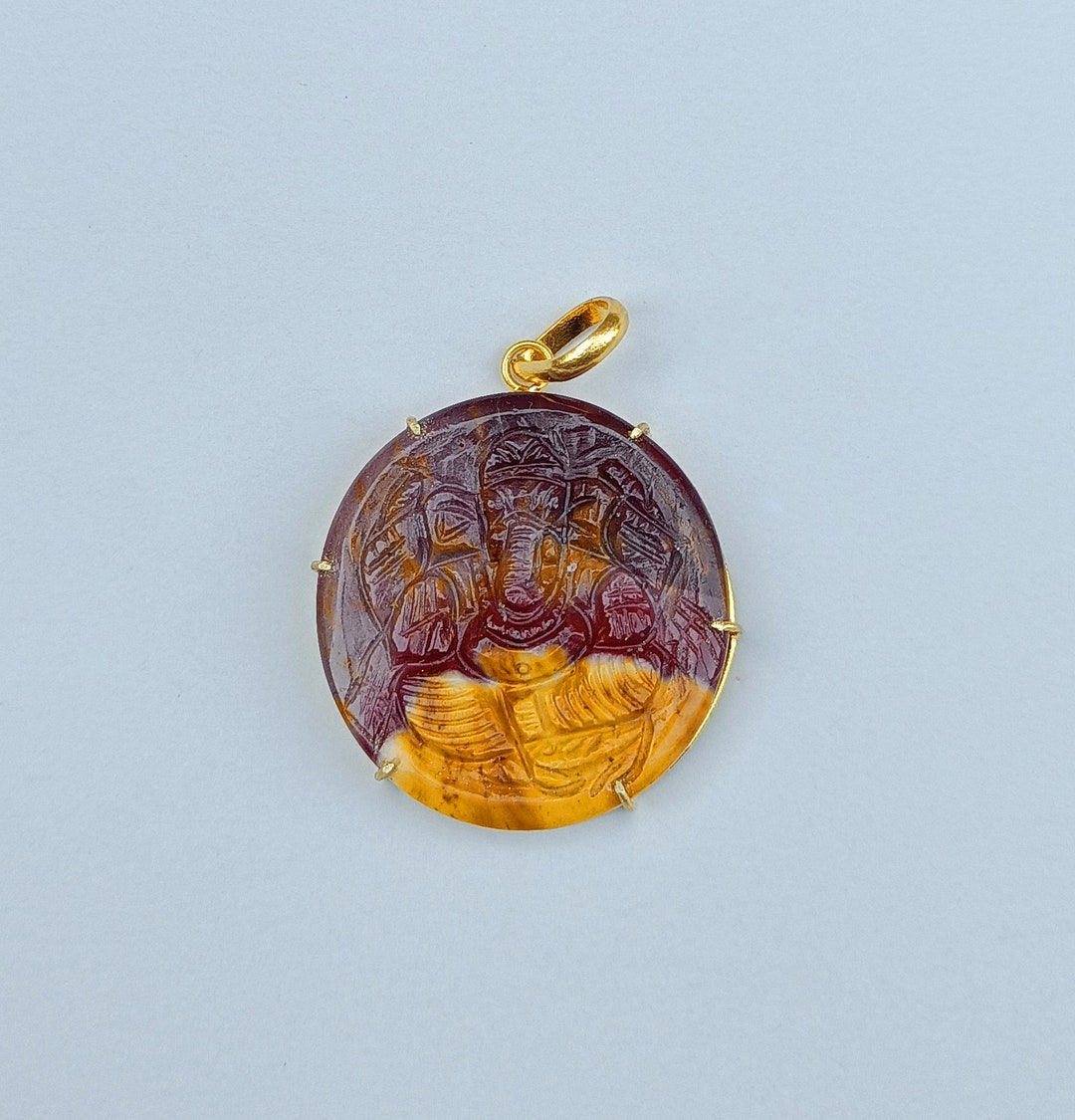 Hand-carved Gemstone Ganesh Pendant |agate Ganesh Jewelry | Gold ...