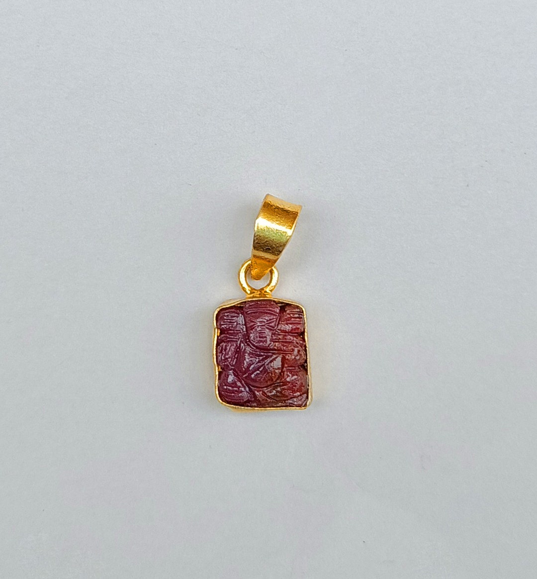Handmade Ruby Lord Ganesh Pendant, Ruby Carved Ganesh Pendant, Gemstone ...