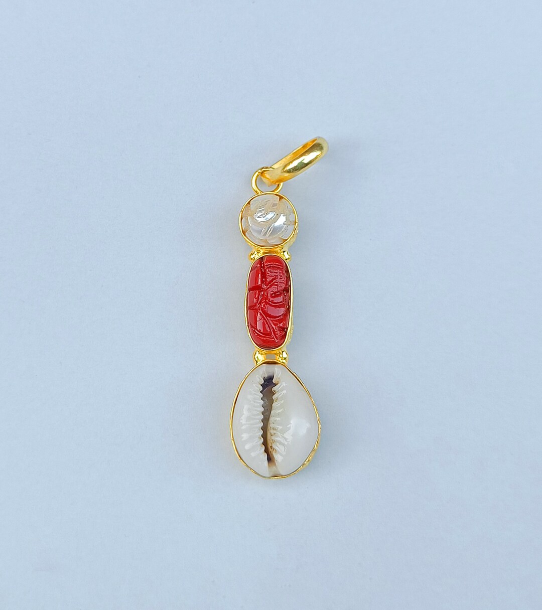 Handmade Pendant White Pearl Ganesh Pendant Red Coral Ganesh Pendant ...