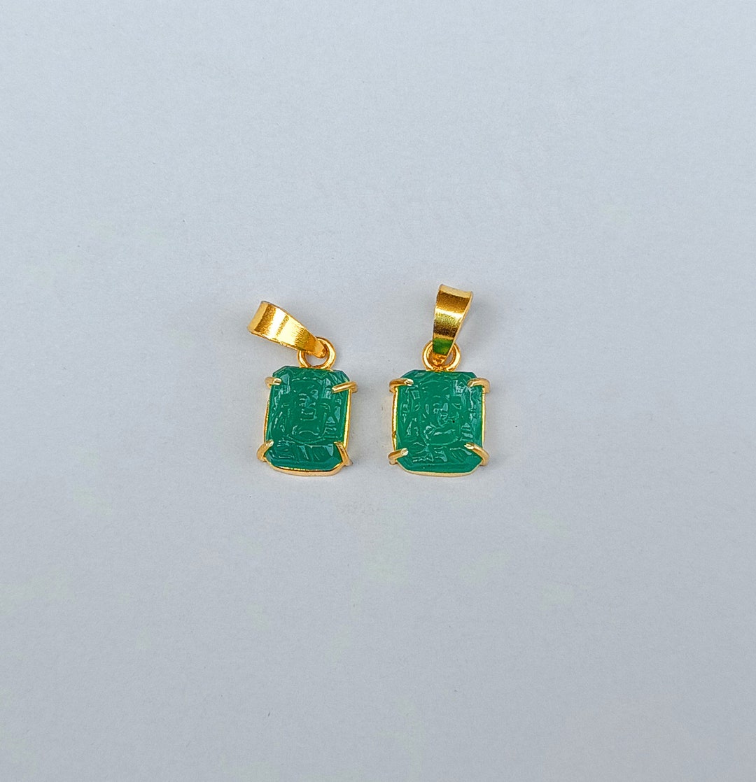 Green Ganesh Jewelry Carved Ganesh Pendant 2 Onyx Ganesh Pendant Gold ...