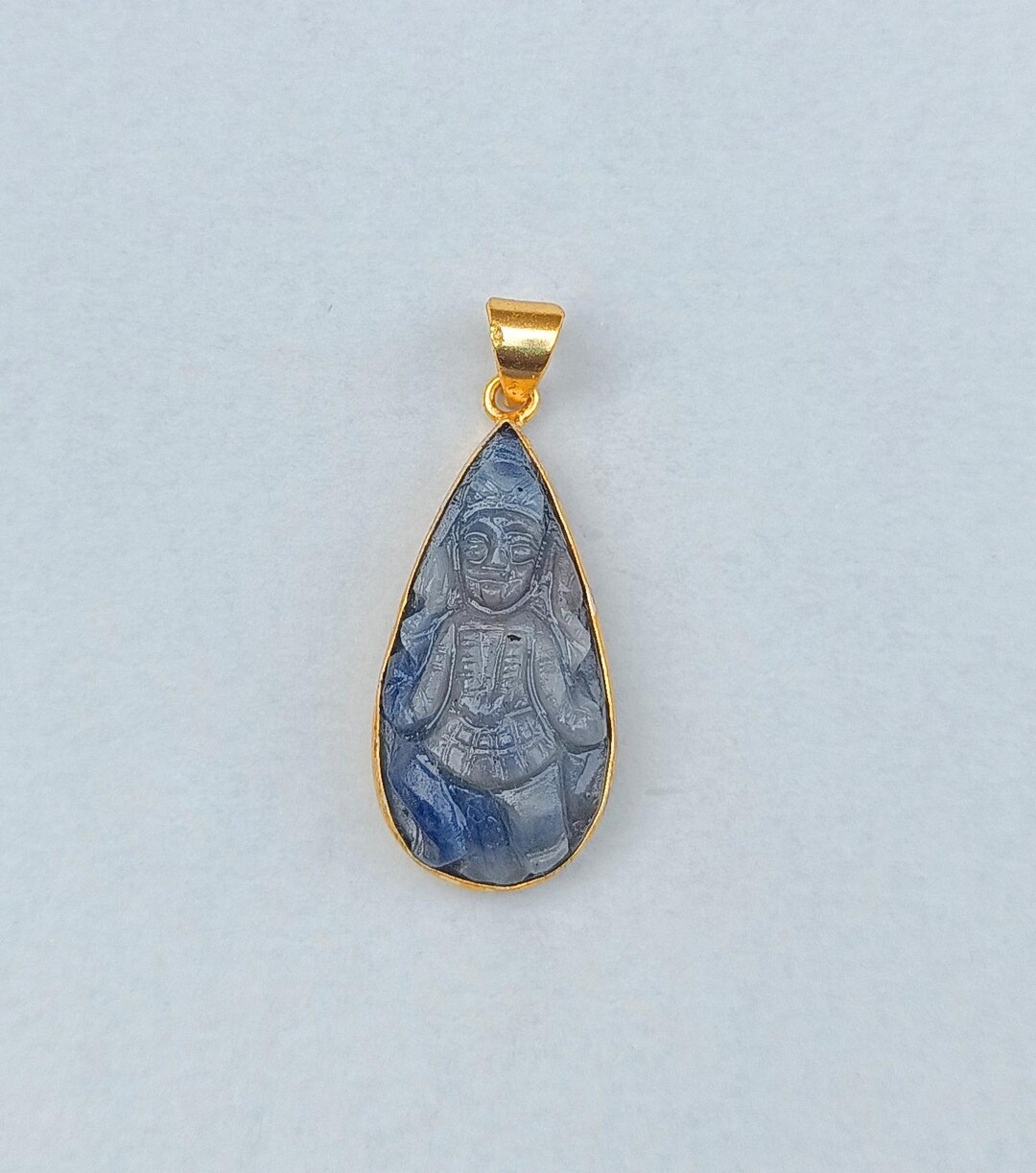 Natural Stone Goddess Kali Mata Pendant | Blue Sapphire Stone Kali Mata ...