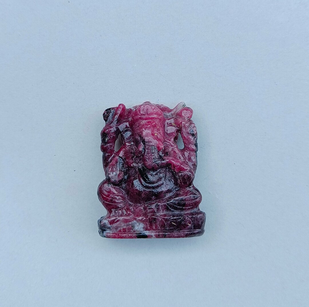 Ganesh Carving Ruby Gemstone Statue Handmade Gemstone Ruby Ganesh ...