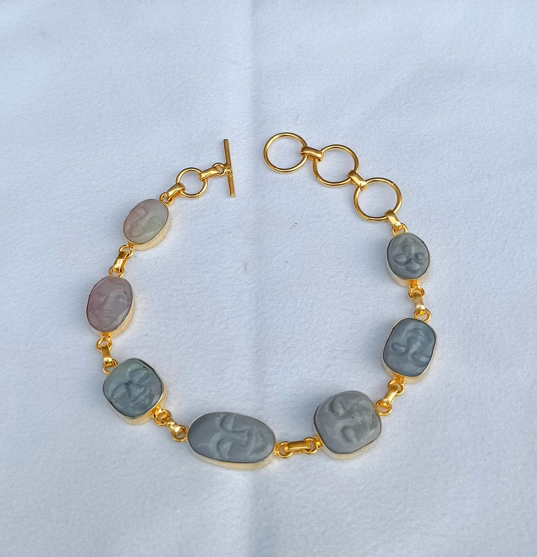 Moon Face Bracelet | Opal Hand Carving Moon Face Bracelet |gold ...