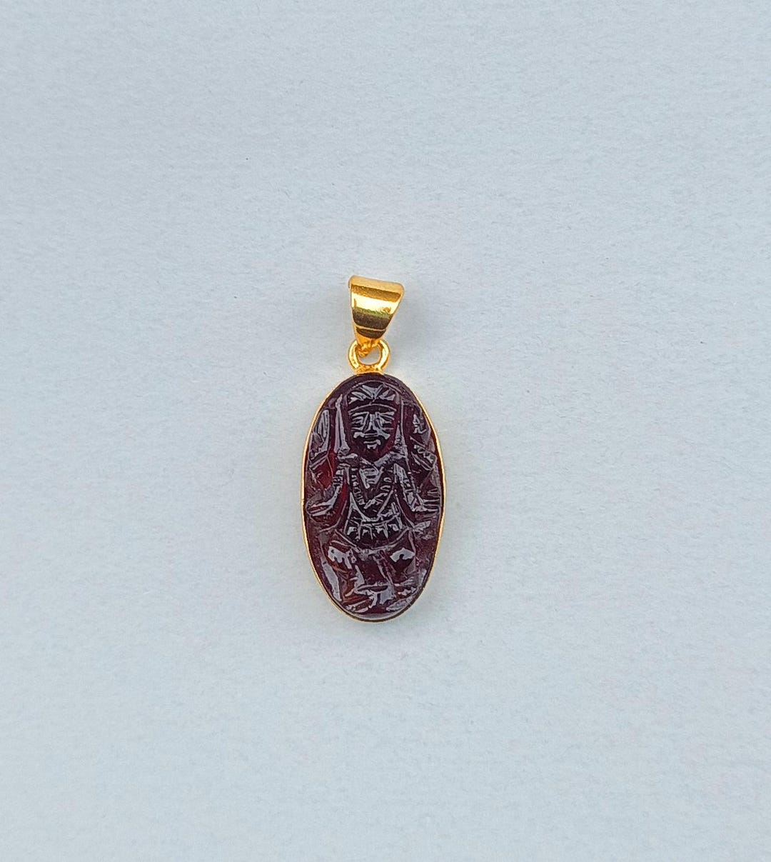 Natural Hand Carved Stone Goddess Kali Maa Pendant hessonite Garnet ...