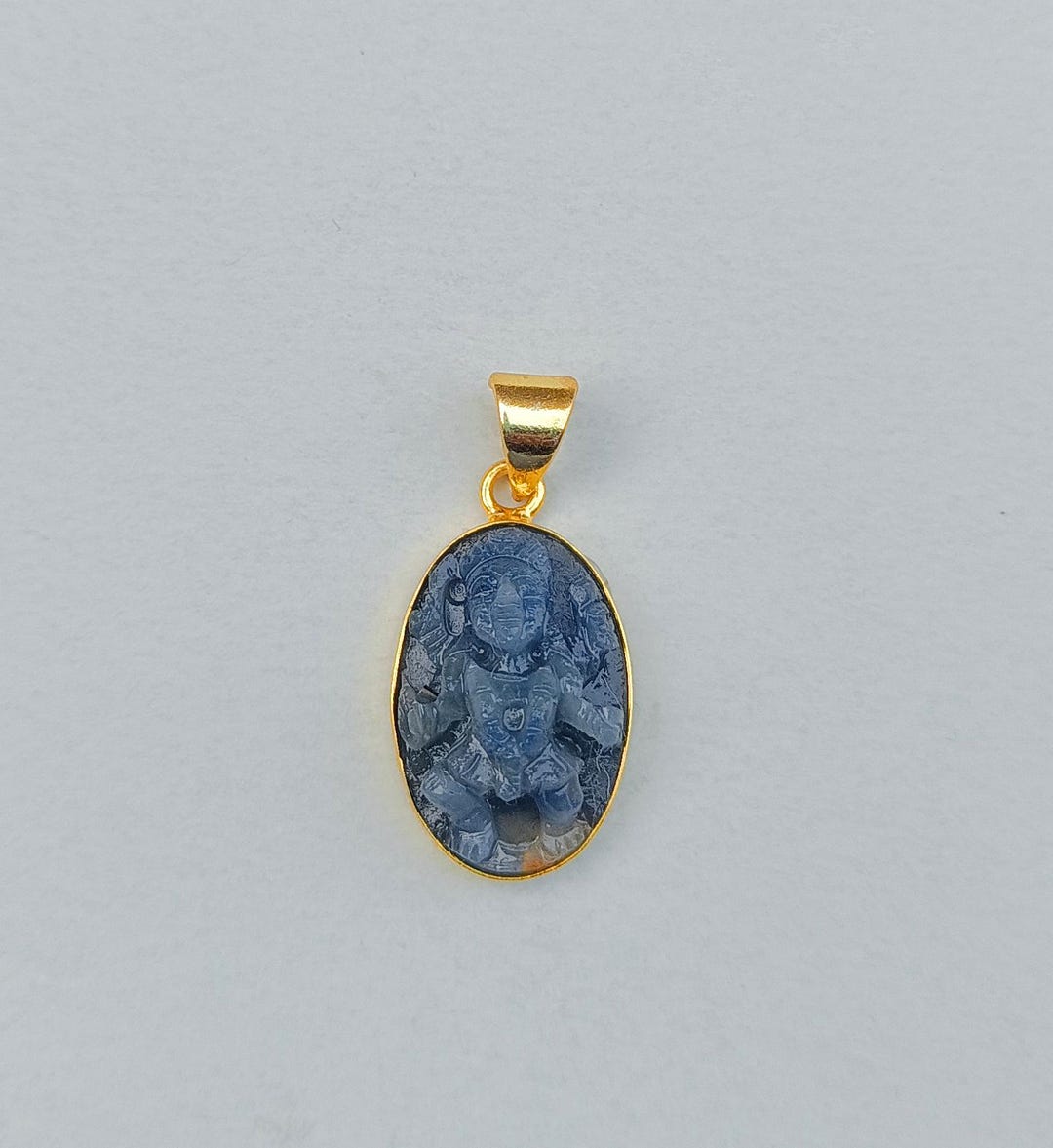 Natural Sapphire Hand Carved Goddess Kali Mata Pendant |blue Goddess ...