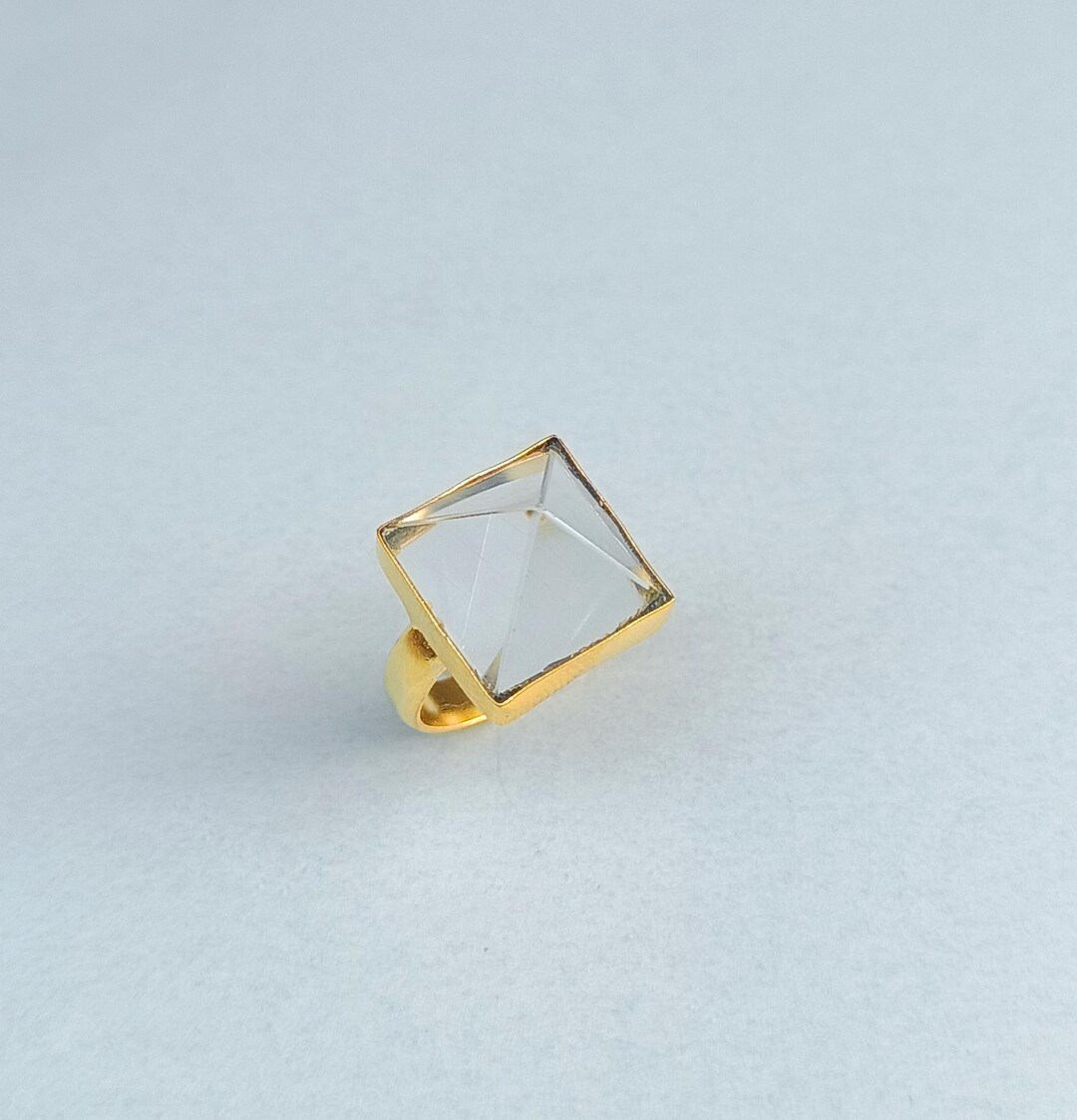 Unique Pyramid Shape Crystal Ring handmade Crystal Pyramid Ring healing ...
