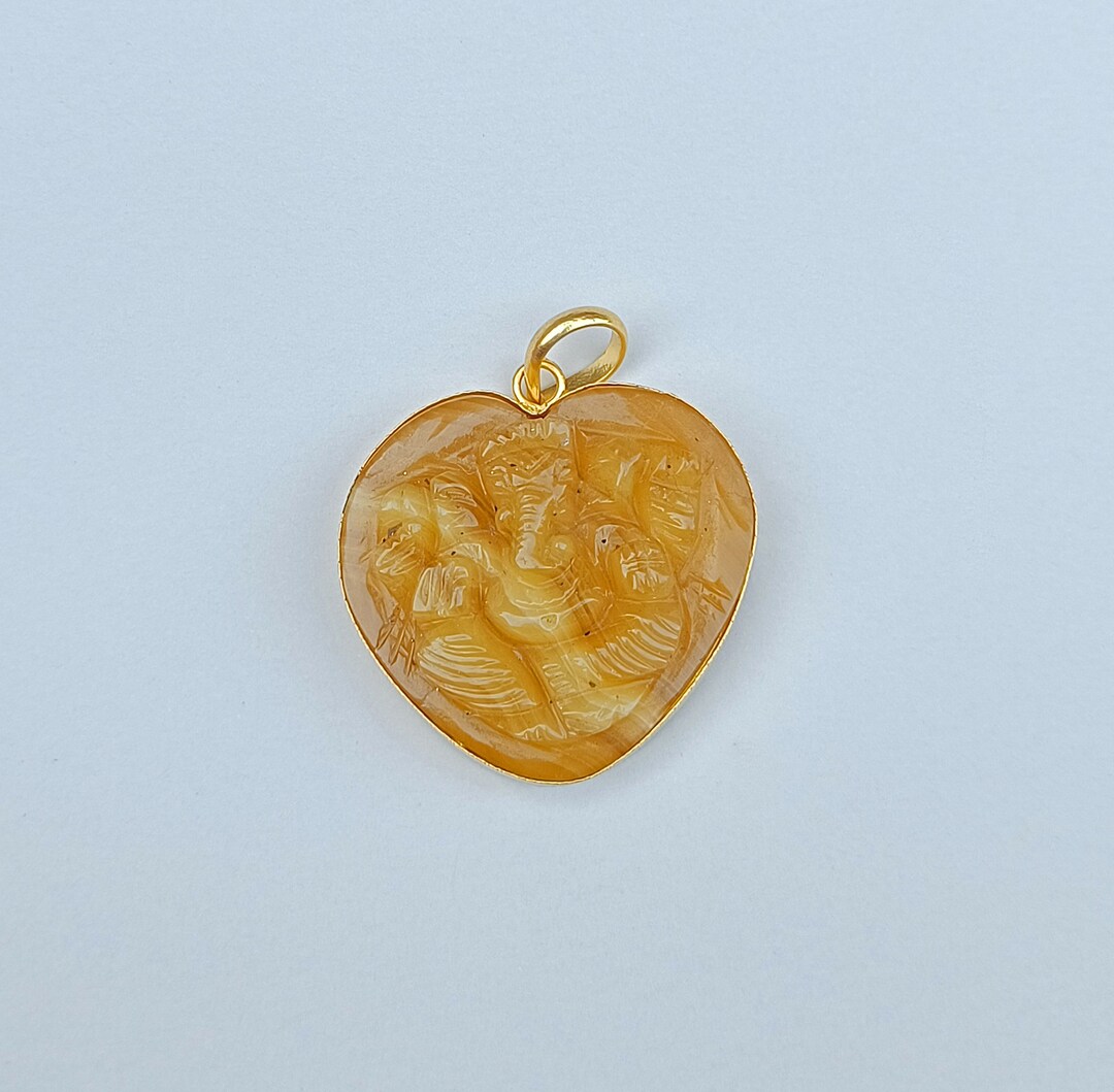 Yellow Gemstone Ganesh Pendant Handmade Ganesh Jewelry - Etsy