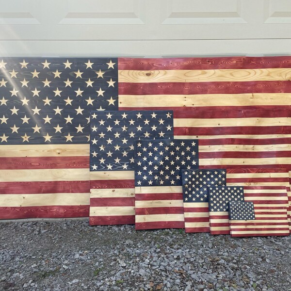 Wooden Wavy American Flag - Etsy