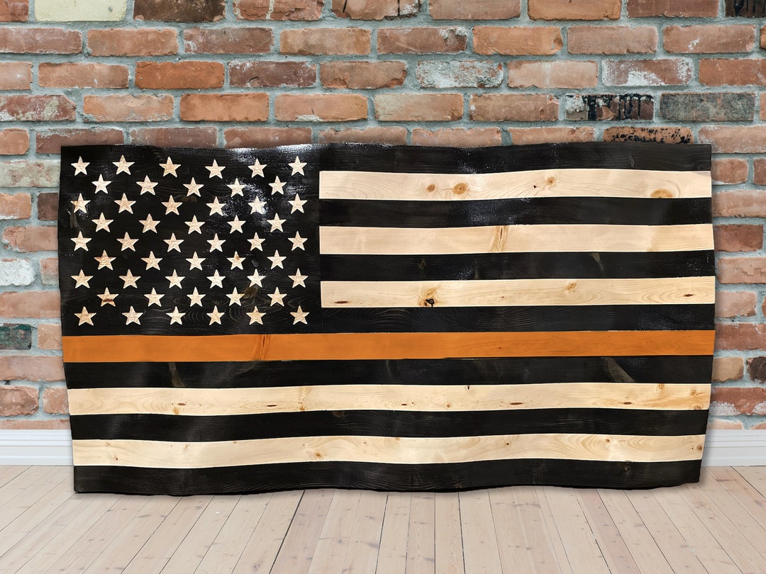Waving Wooden SEARCH & RESCUE Flag / Thin Line Flag ORANGE Alternate ...