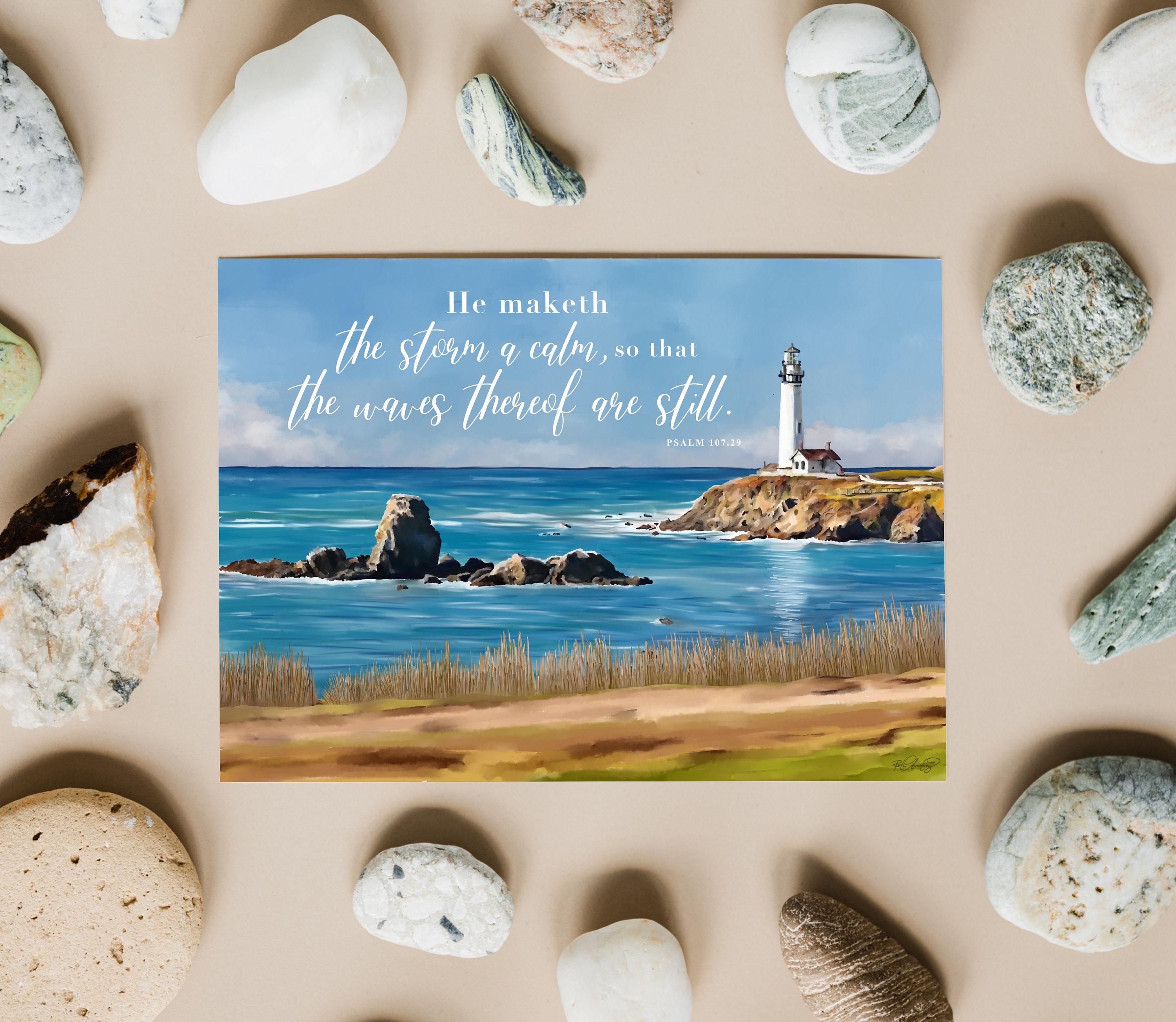 KJV Printables, Seaside Painting, Living Room Prints, Psalm 107 29 ...