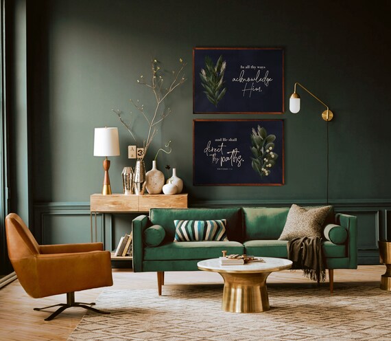 KJV Printables Navy Wall Art Set of 2 Living Room Set | Etsy UK