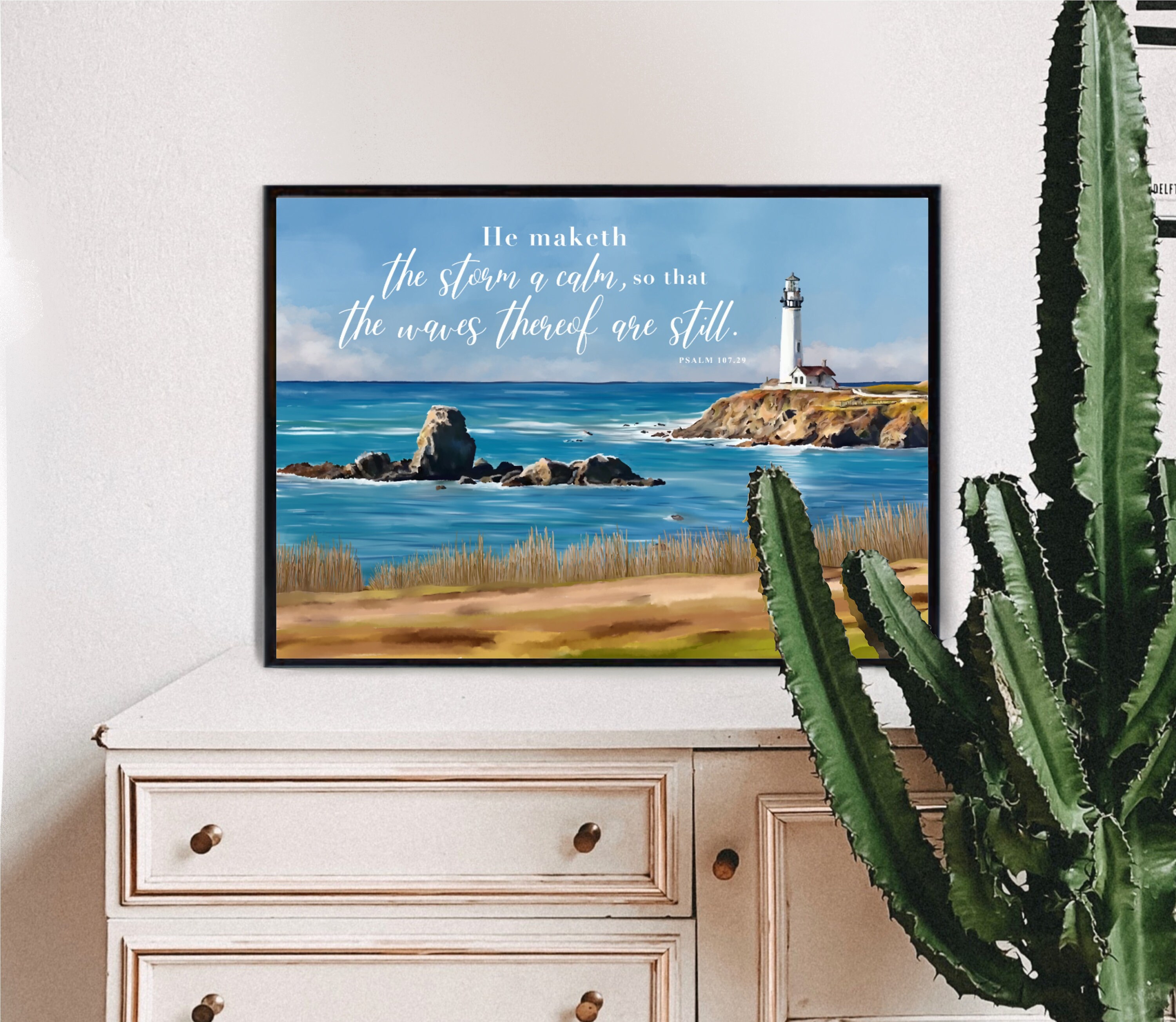 KJV Printables, Seaside Painting, Living Room Prints, Psalm 107 29 ...