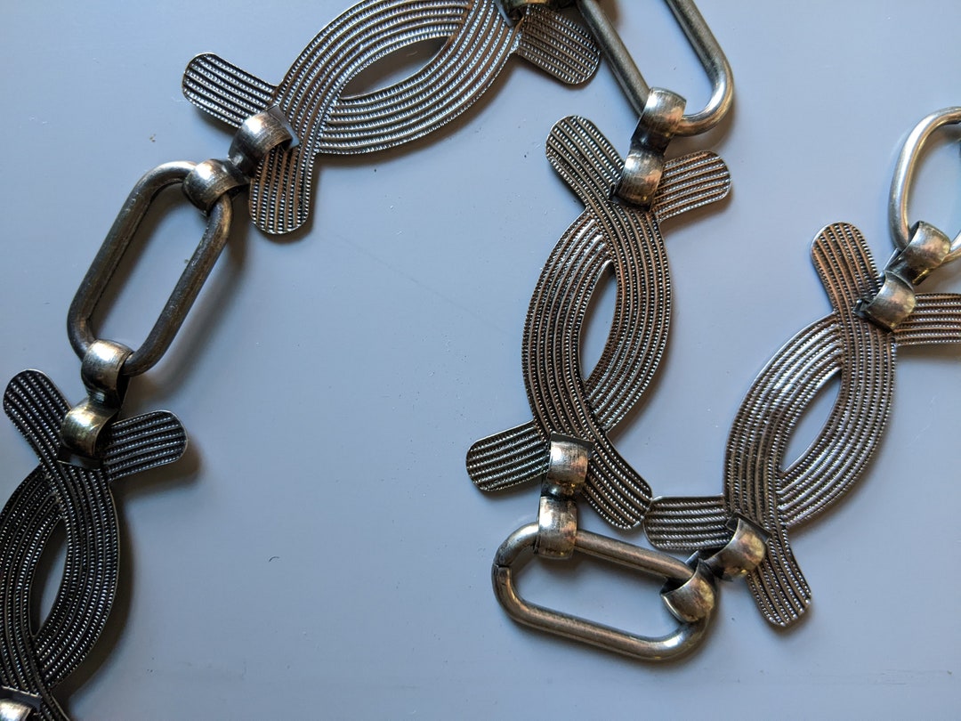 70s Dark Silver Chain Link Belt - Etsy