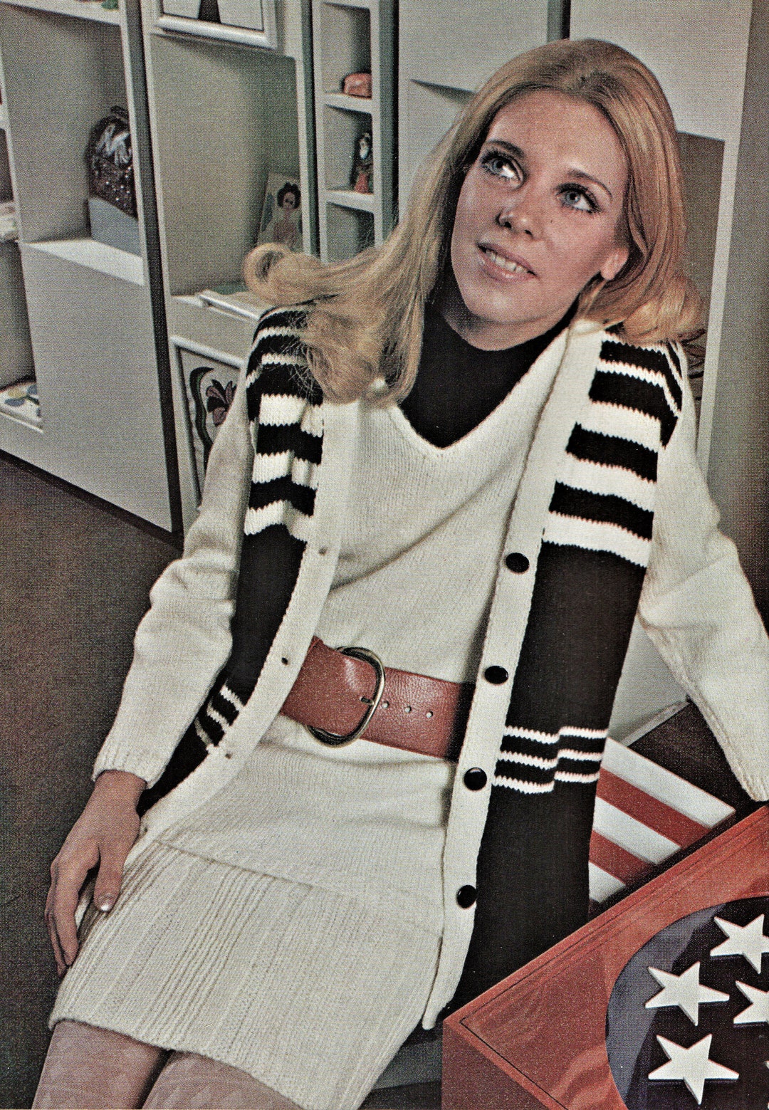 1960s Mod French Style Knitted Four Piece Ensemble/ Sleevelessv-neck ...